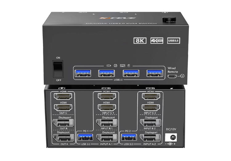 KVM переключатель KCEVE 2x4 (8K UltraHD) KVM204DH